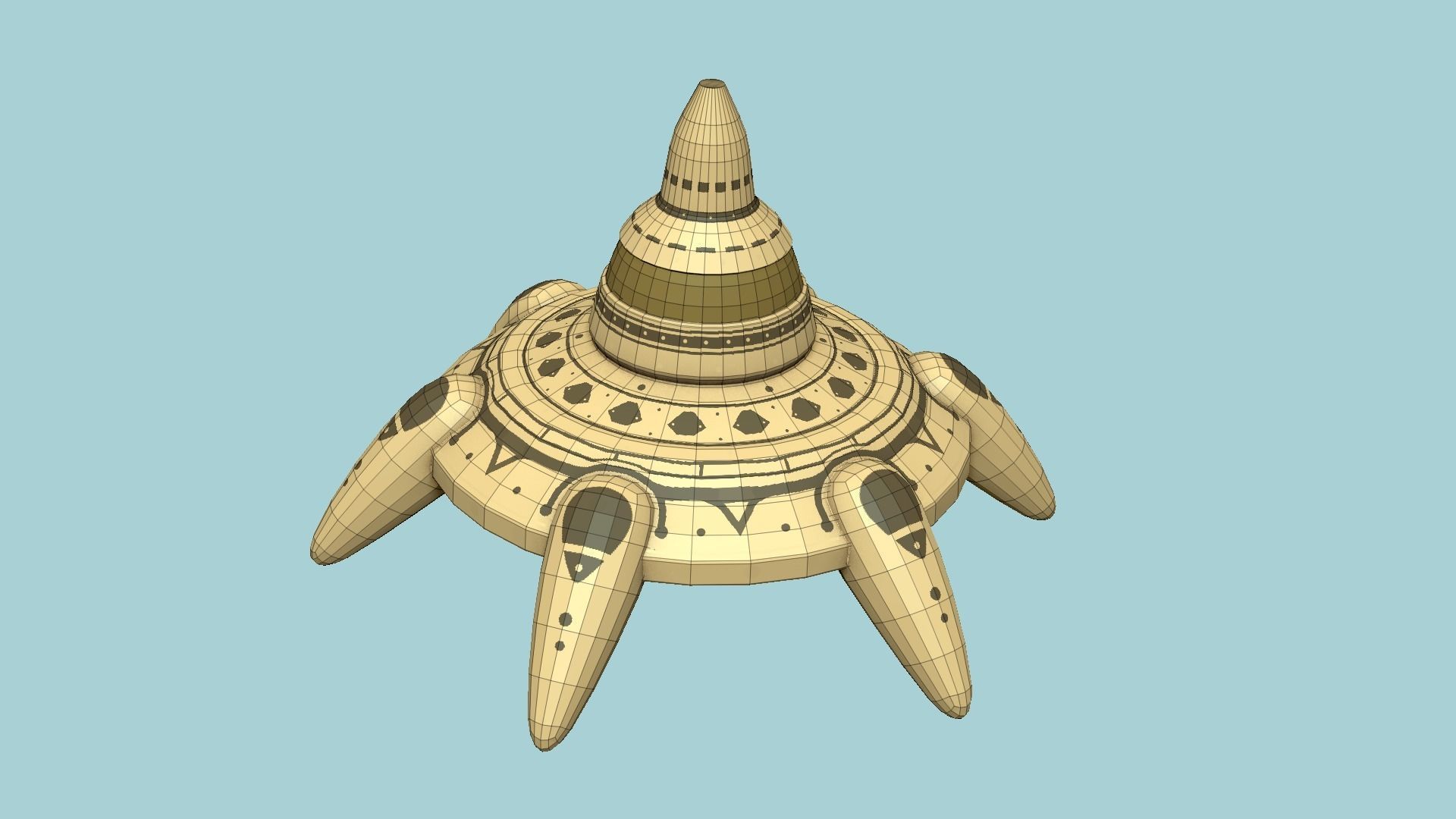 3D model Alien Spaceship UFO G07 Gold - Sci Fi Spacecraft Design VR ...