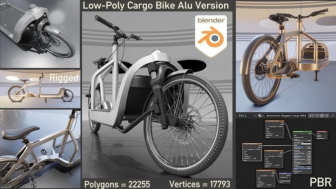 3D model Low-Poly Cargo Bike Aluminium Version Rigged VR / AR / low ...