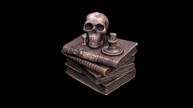 3D model Skull with books VR / AR / low-poly | CGTrader