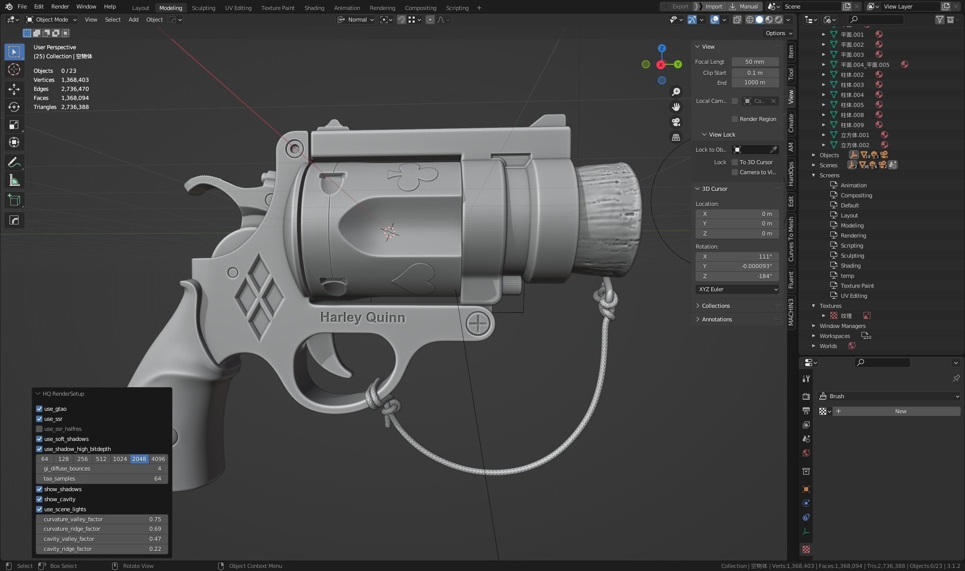Harley Quinn Cork Pop Gun blender high model 3D model | CGTrader