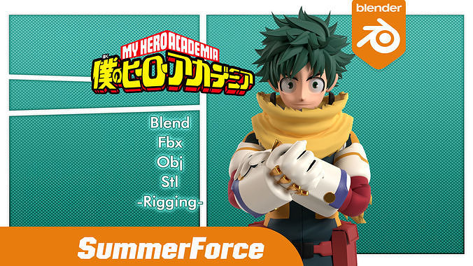 Deku Zeta Suit My Hero Academia 3d Model Rigged Cgtrader