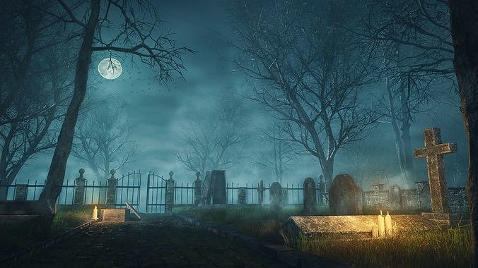 3D model Graveyard set four gravestones VR / AR / low-poly | CGTrader