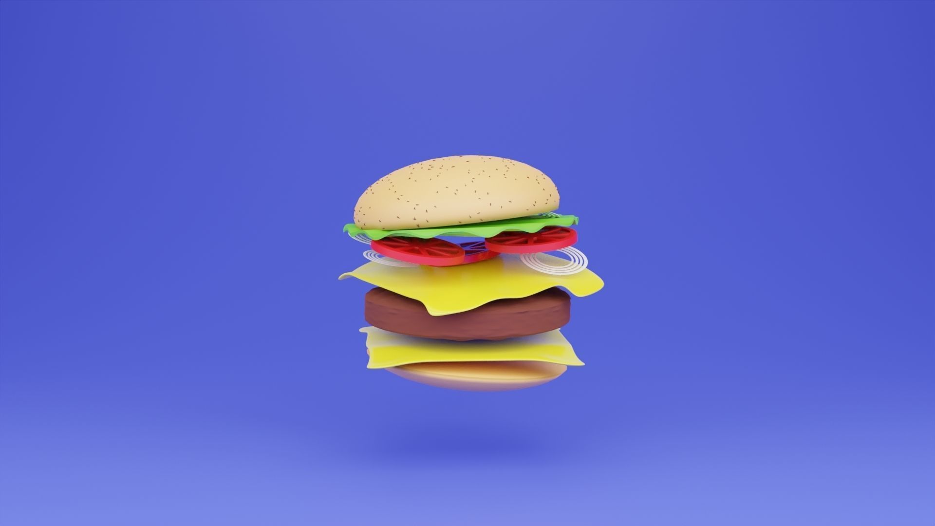 3D model Burger 3d model low poly stack of hamburgers VR / AR / low ...