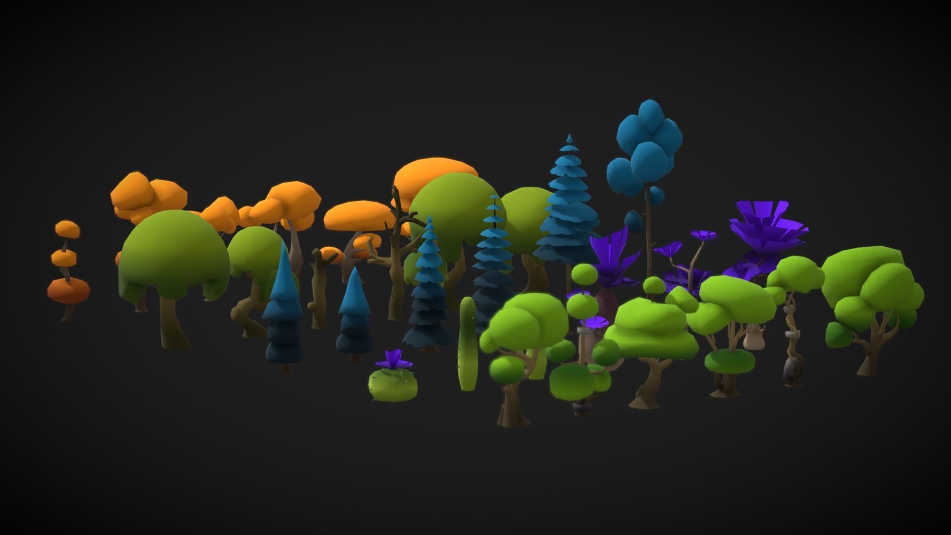 3D model Stylized tree asset pack VR / AR / low-poly | CGTrader