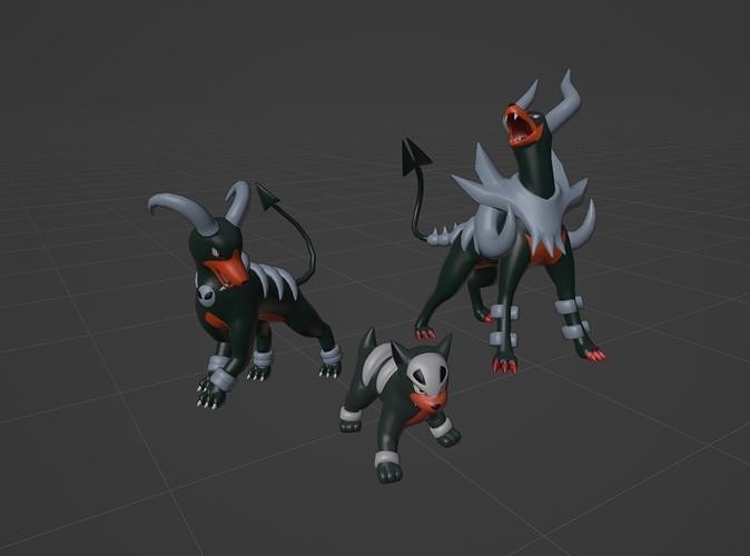 Houndour Houndoom and mega Houndoom 3D model 3D printable | CGTrader