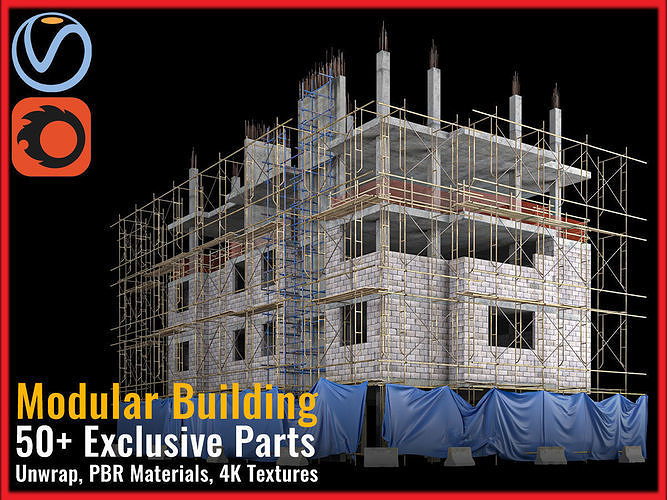 3D model Modular Building Vol 05 VR / AR / low-poly | CGTrader