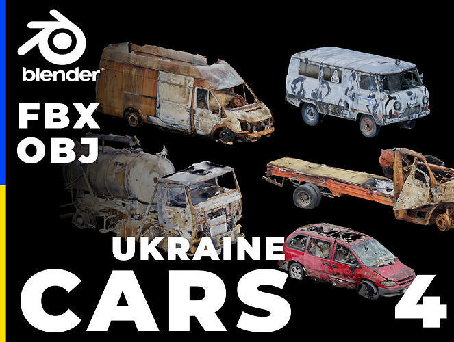 3D model USCANS Ukraine Cars set 4 VR / AR / low-poly | CGTrader