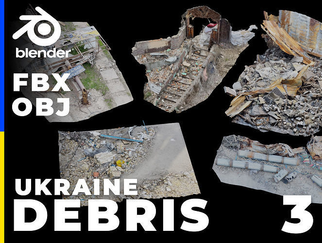 3D model USCANS Ukraine Debris set 3 VR / AR / low-poly | CGTrader