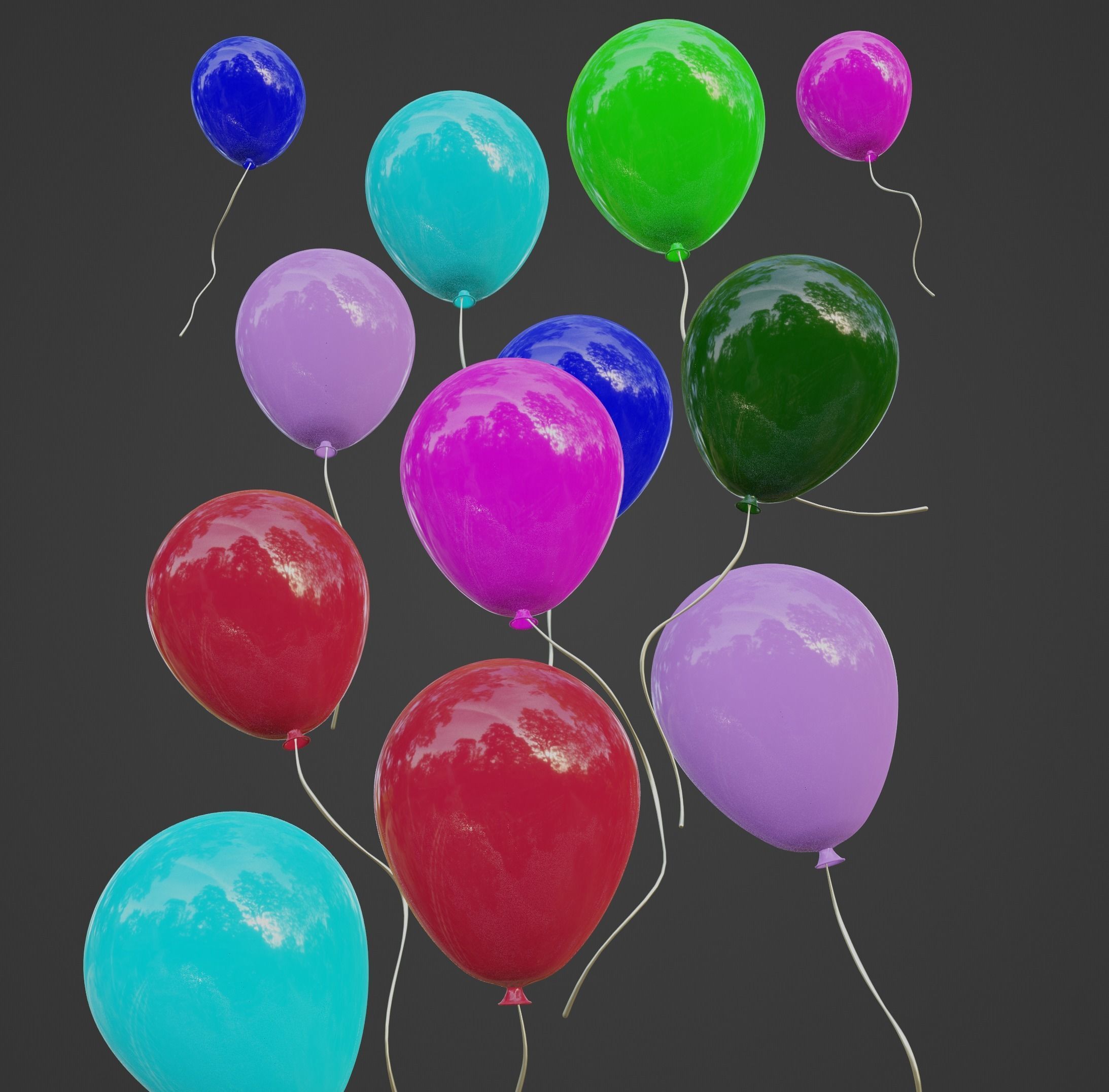 Set of colorful balloons free VR / AR / low-poly 3D model | CGTrader