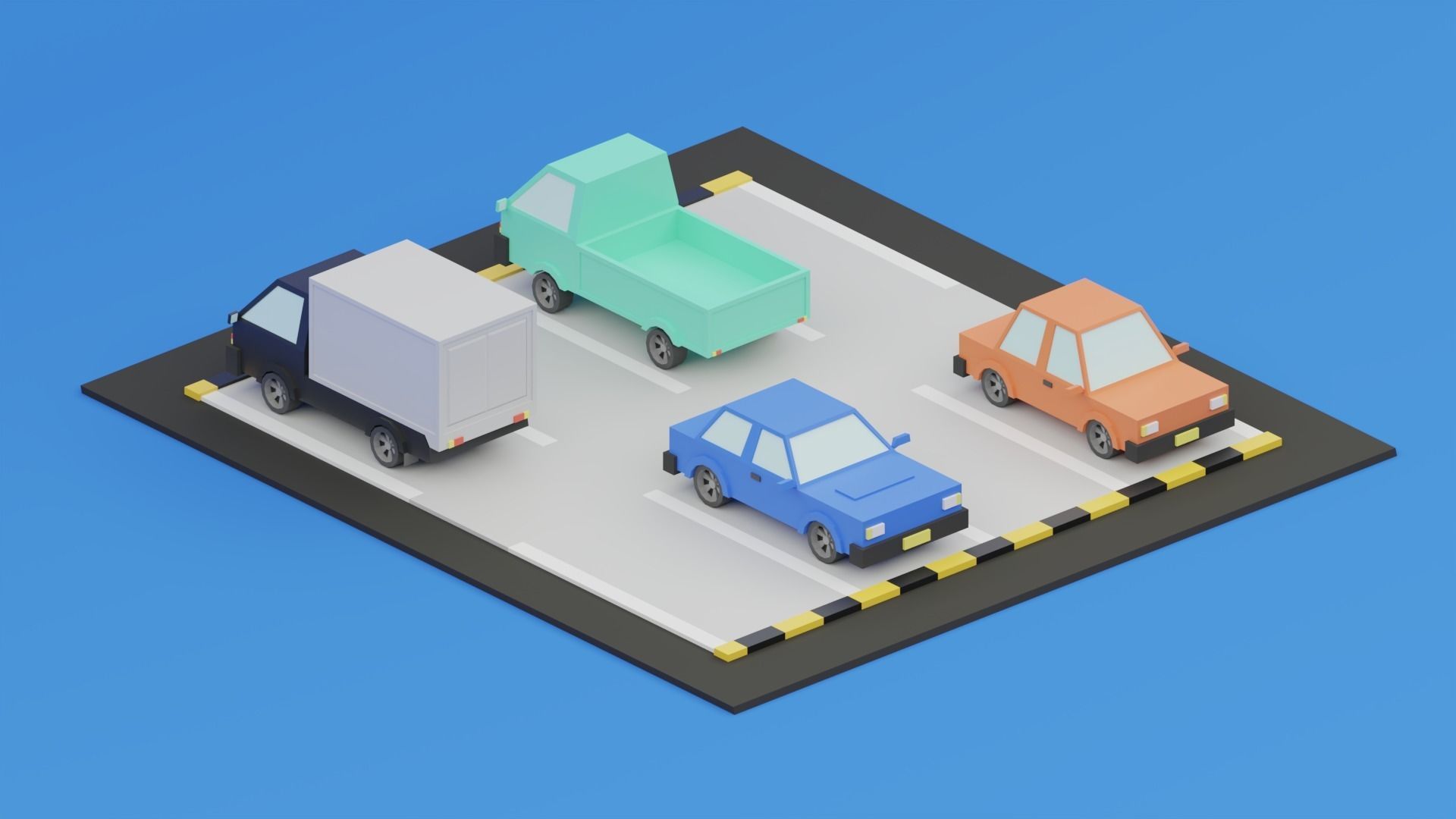 3D model Cars Low-Poly Parking VR / AR / low-poly | CGTrader