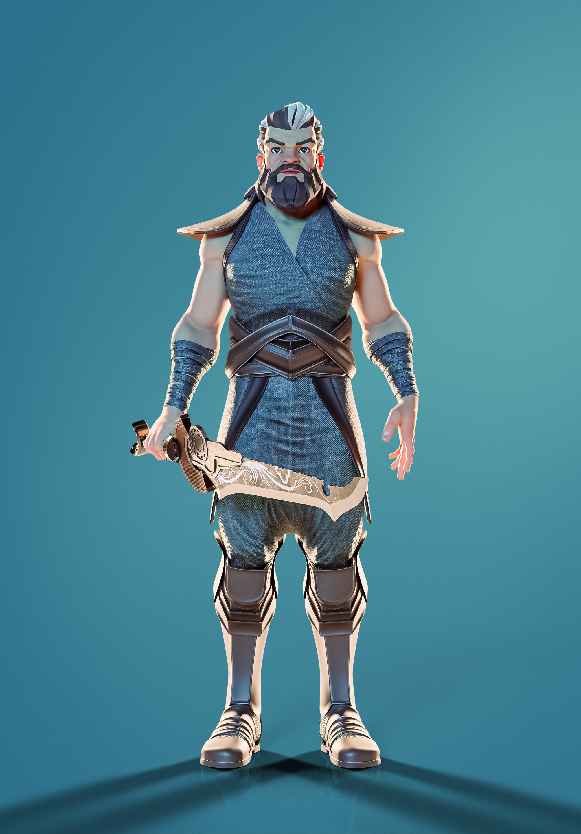3D model 3D Stylized Male Character Warrior - Armored - Rigged VR / AR ...