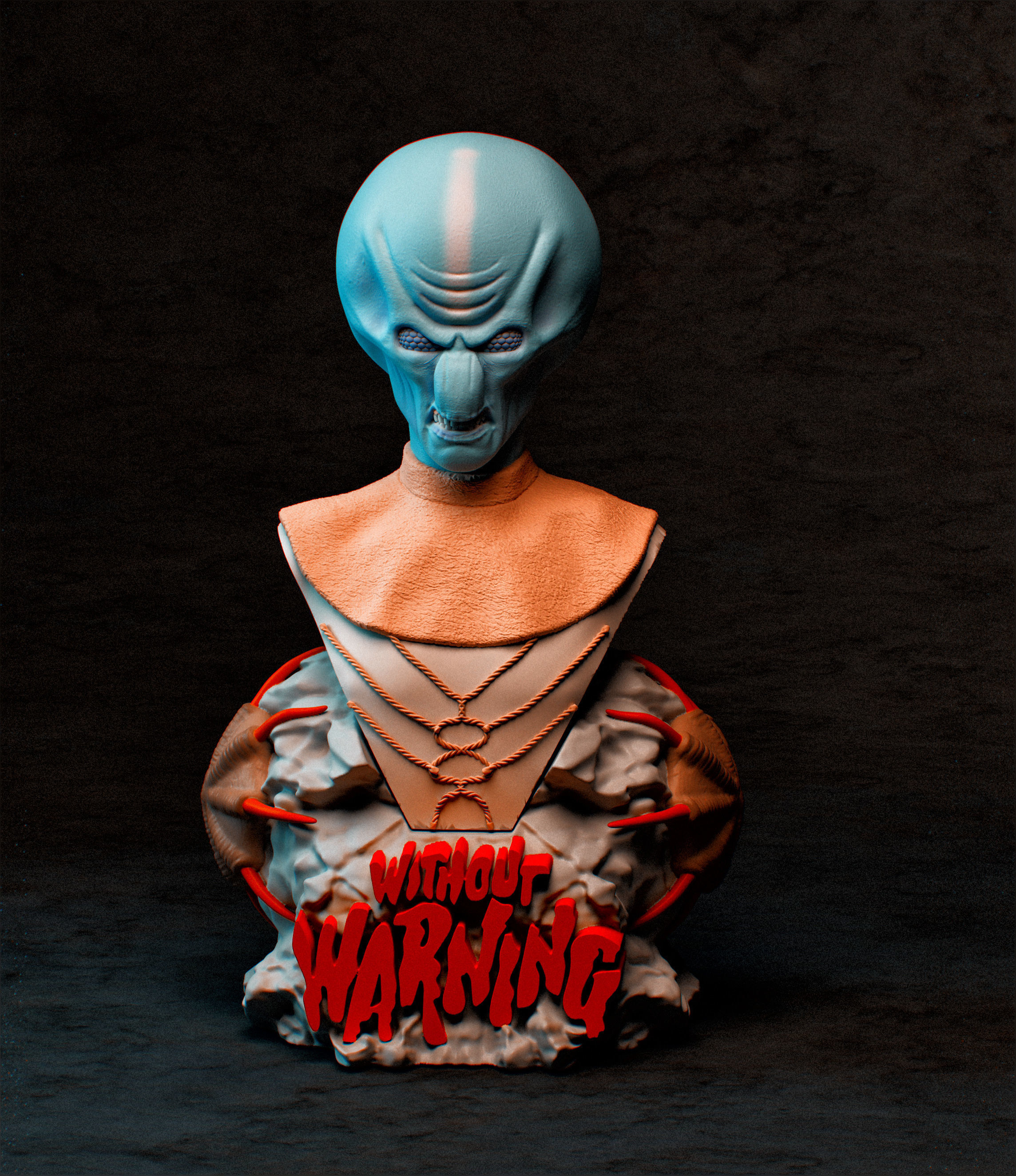 Without Warning Alien Bust Statue STL File 3D model 3D printable | CGTrader