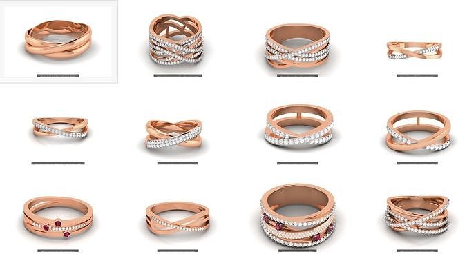 13 Cross Wire Mesh High Jewelry Diamond Ring 3dm renders details 3D ...