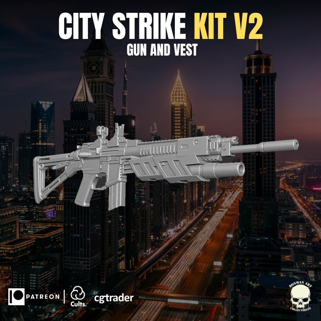 City Strike Kit V2 For Action Figures 3D model 3D printable | CGTrader