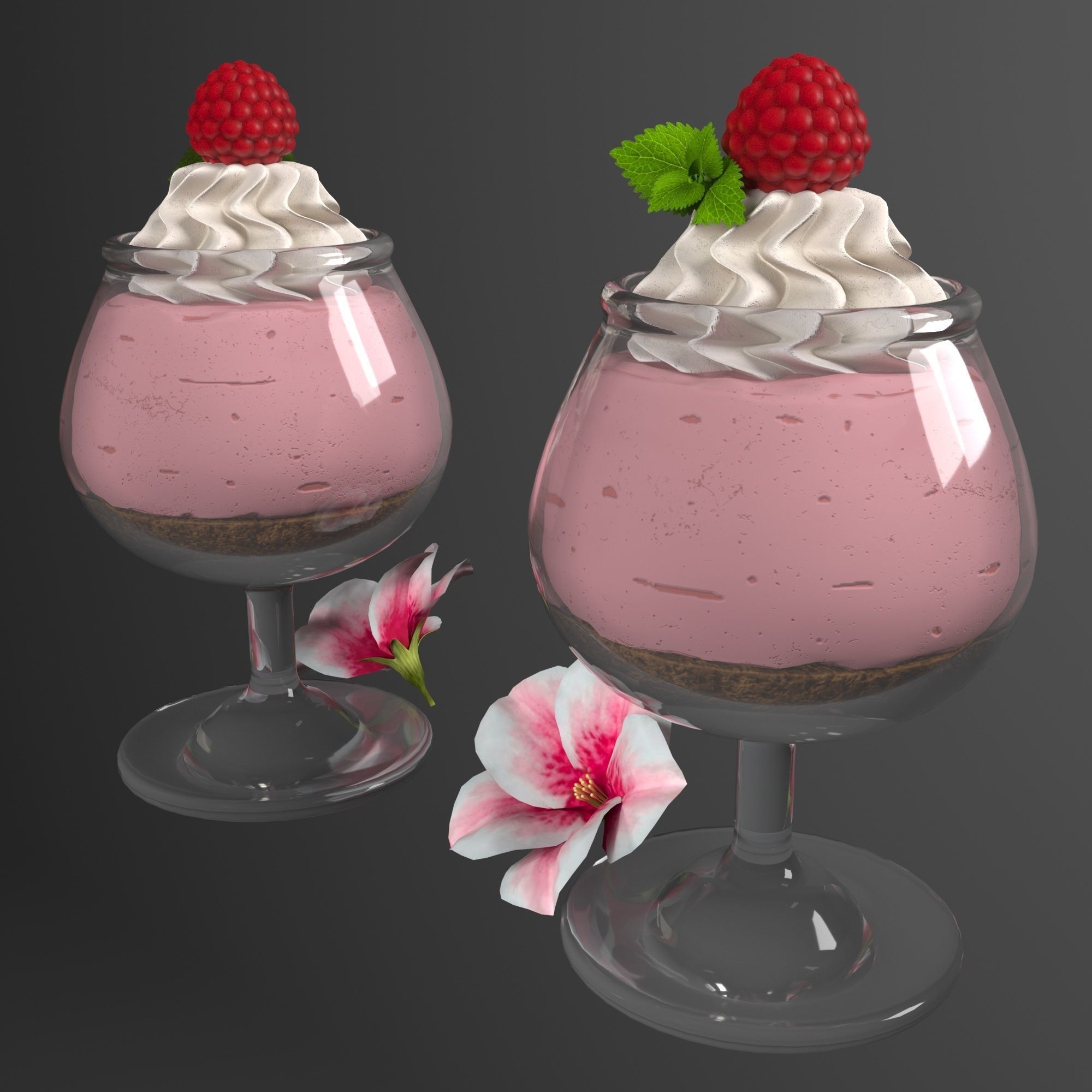 Raspberry dessert 3D model | CGTrader