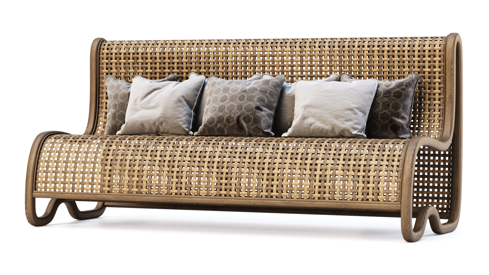Capri wooden rattan lounge sofa CF3 3D model | CGTrader
