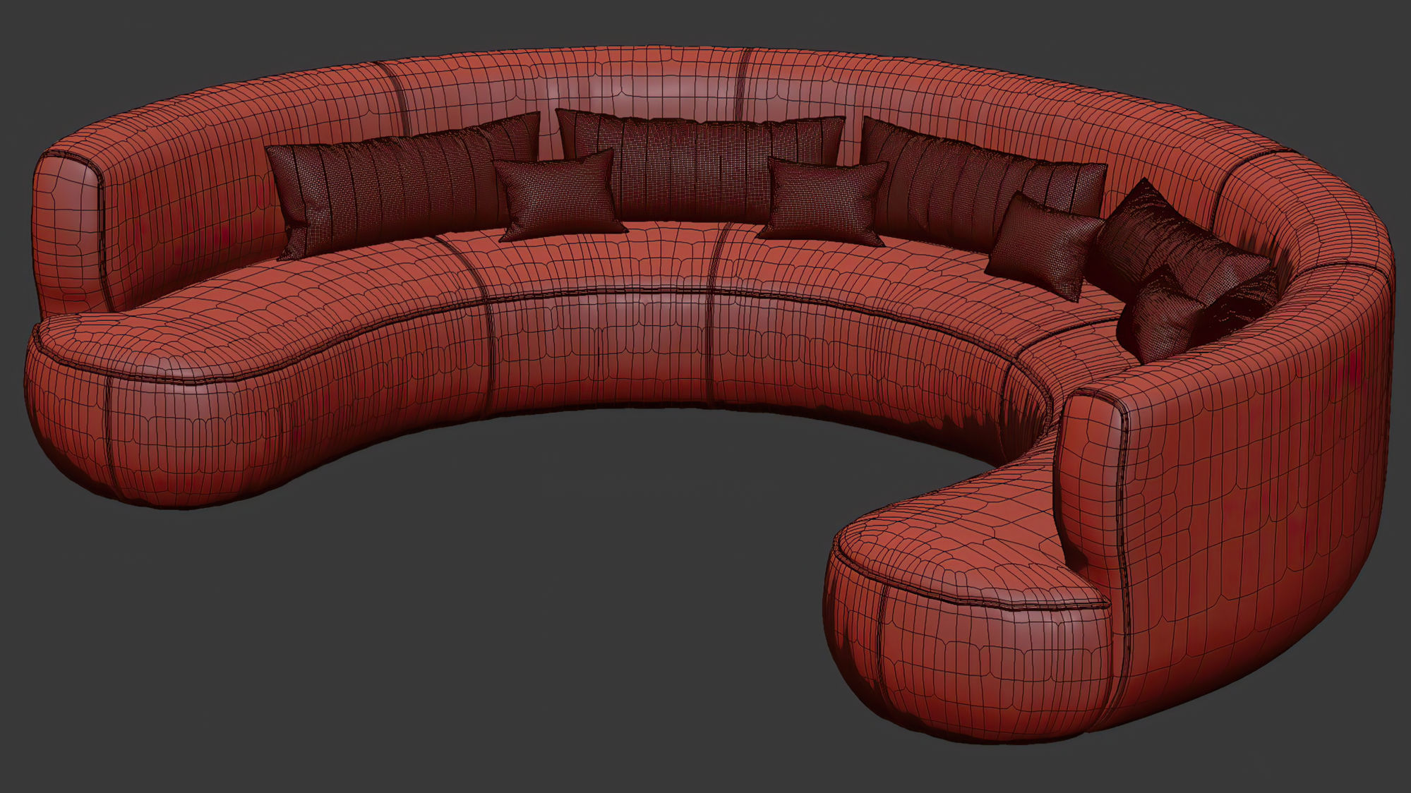 Jenifer Restaurant Leather Round Sofa 3D model | CGTrader