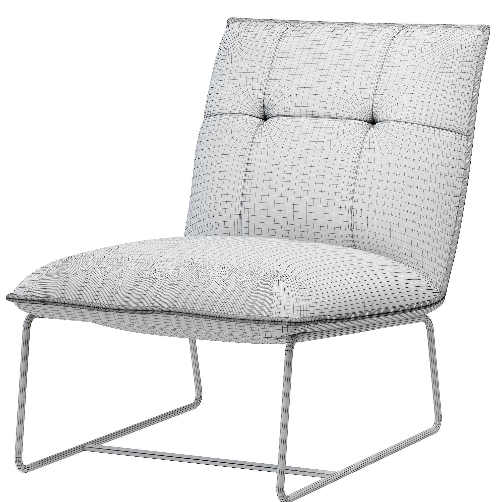 Wide Tufted Slipper Chair 3D model | CGTrader