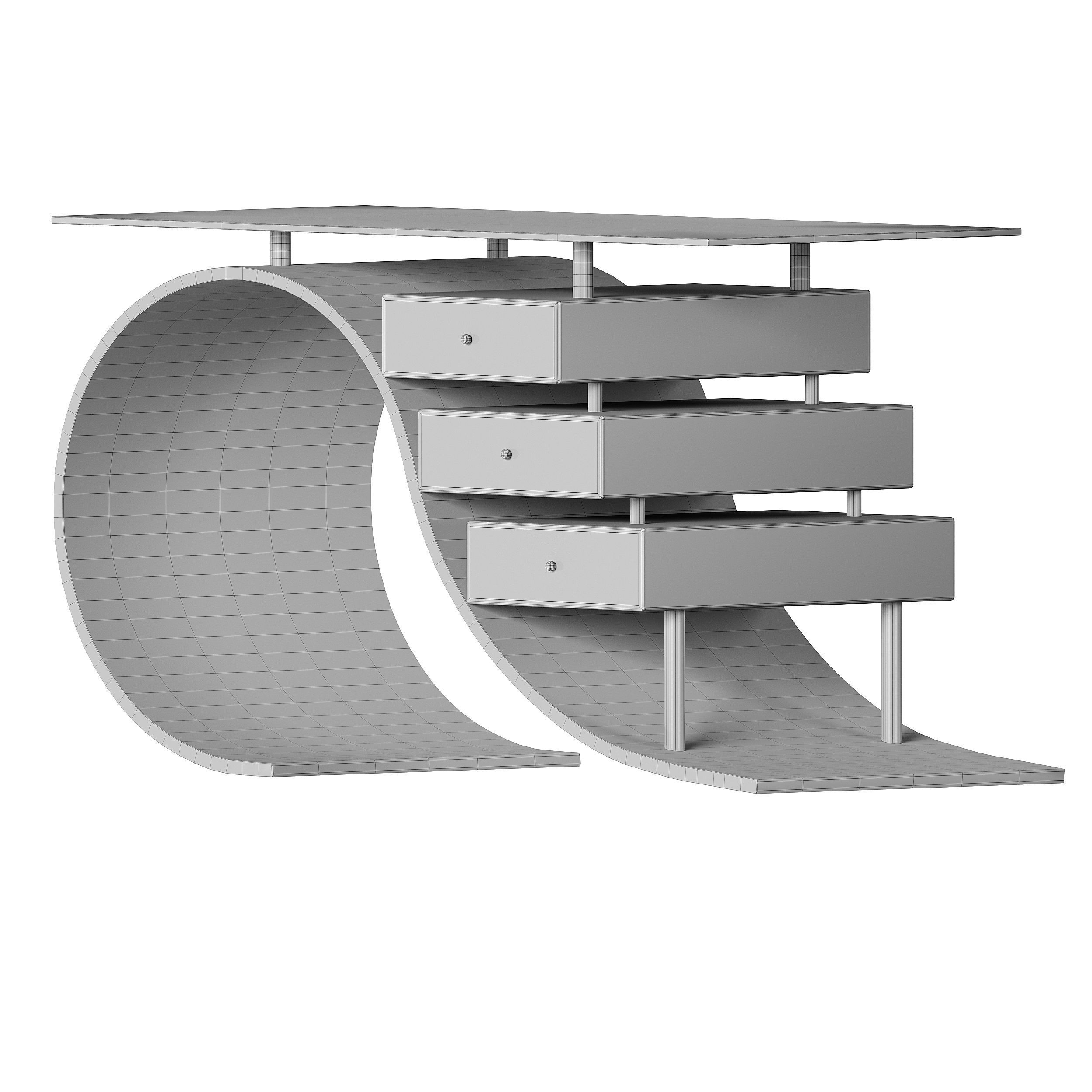 Designer curved table 3D model | CGTrader