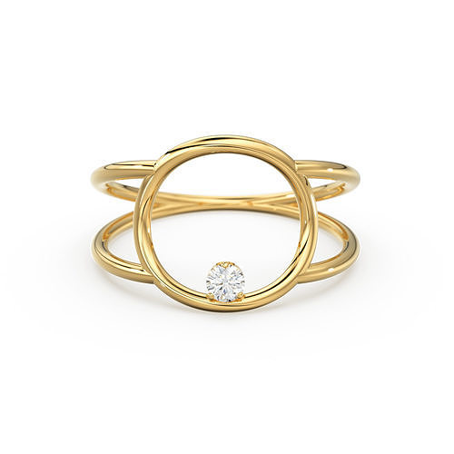 Open Circle Diamond Gold Ring Solitaire Wedding Band 3D model 3D ...