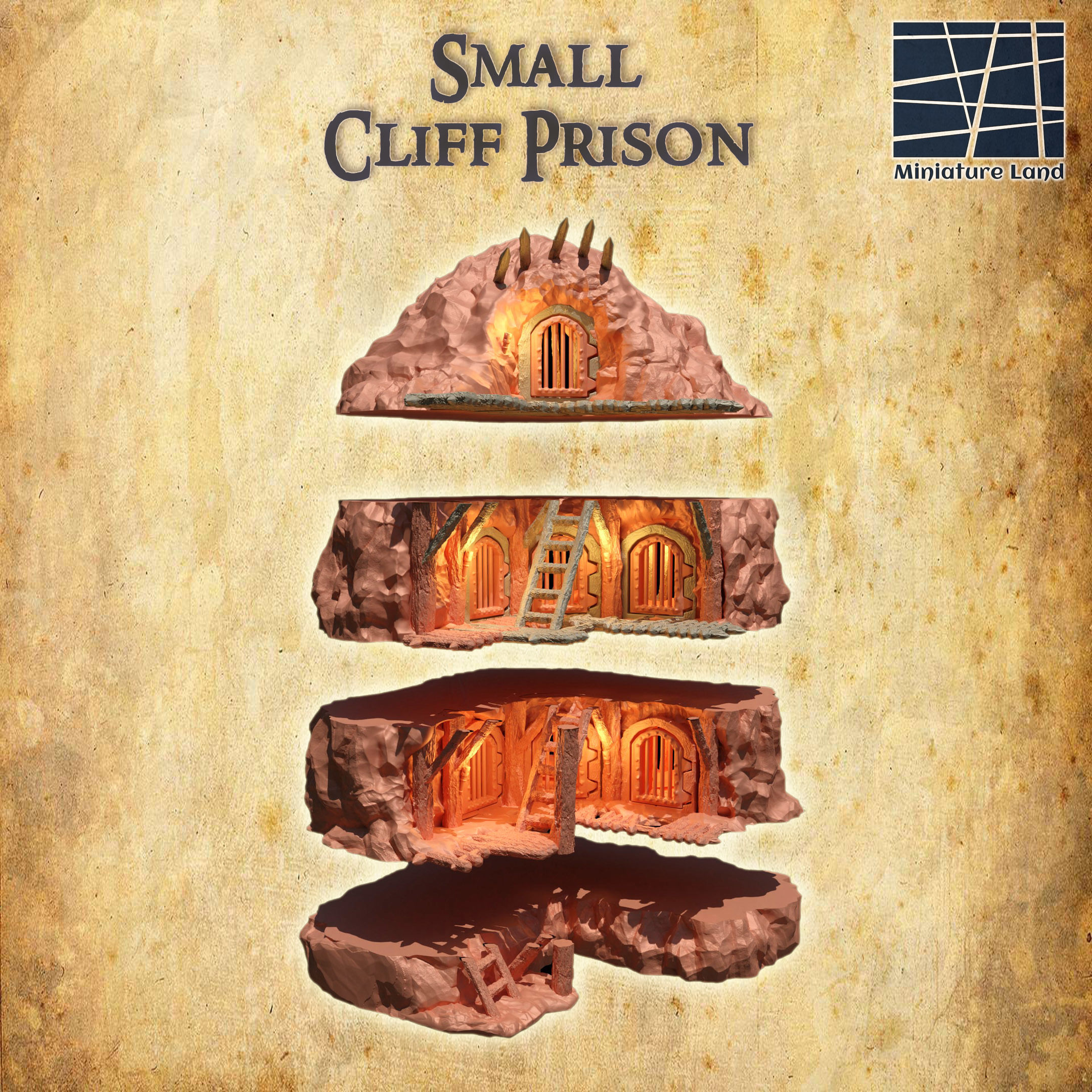 Old Cliff Prison Tabletop Terrain 28 MM 3D model 3D printable | CGTrader