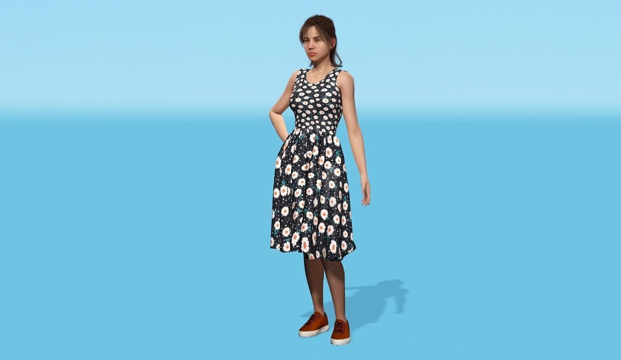 Fancy Modern Women Dresses 3D model rigged | CGTrader