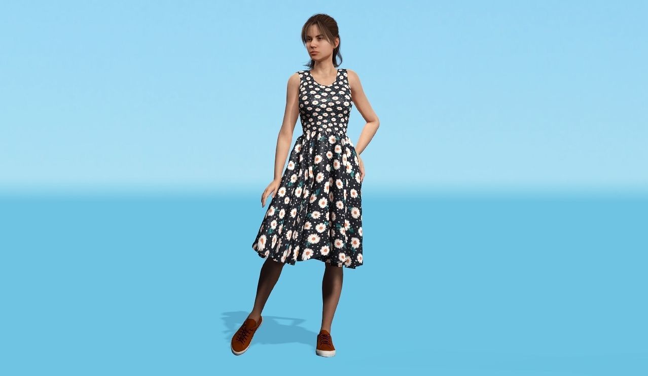 Fancy Modern Women Dresses 3D model rigged | CGTrader