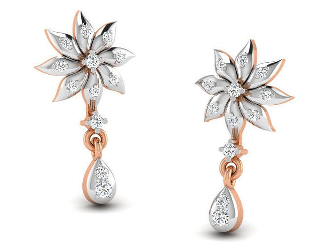 Women drop earrings 3dm render detail 3D model 3D printable | CGTrader