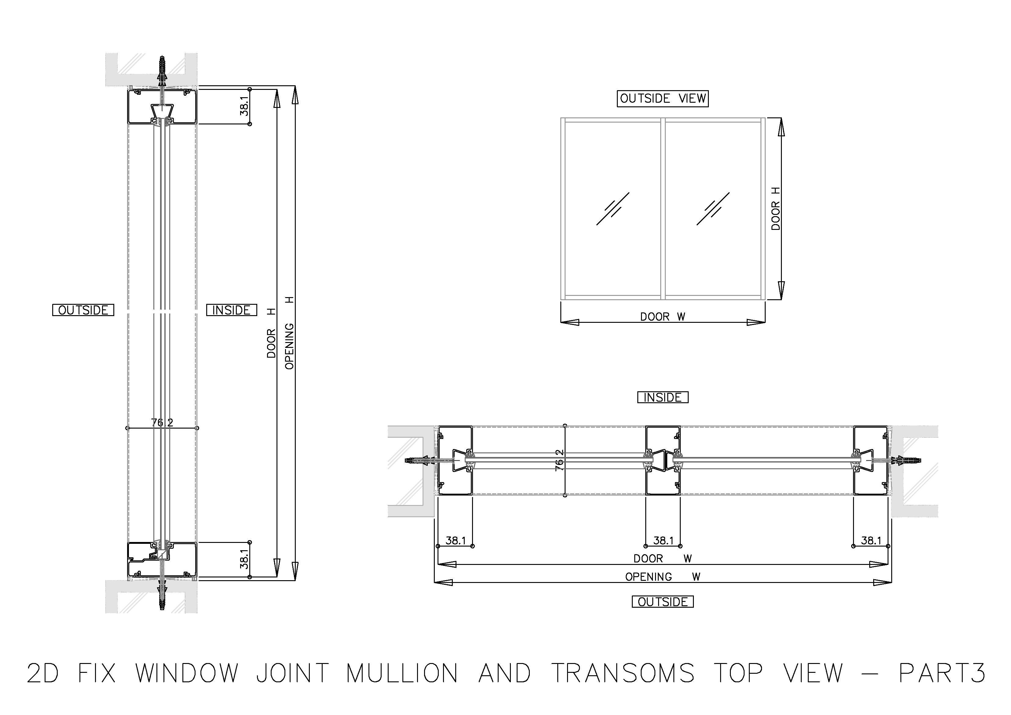 2D FIX WINDOW JOINT MULLION AND TRANSOMS TOP VIEW 3D model | CGTrader