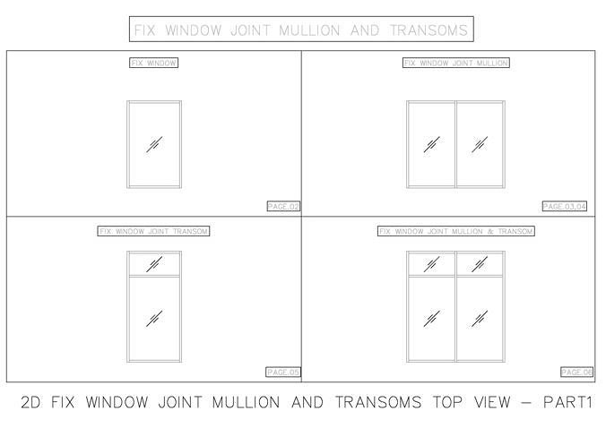 2D FIX WINDOW JOINT MULLION AND TRANSOMS TOP VIEW 3D model | CGTrader