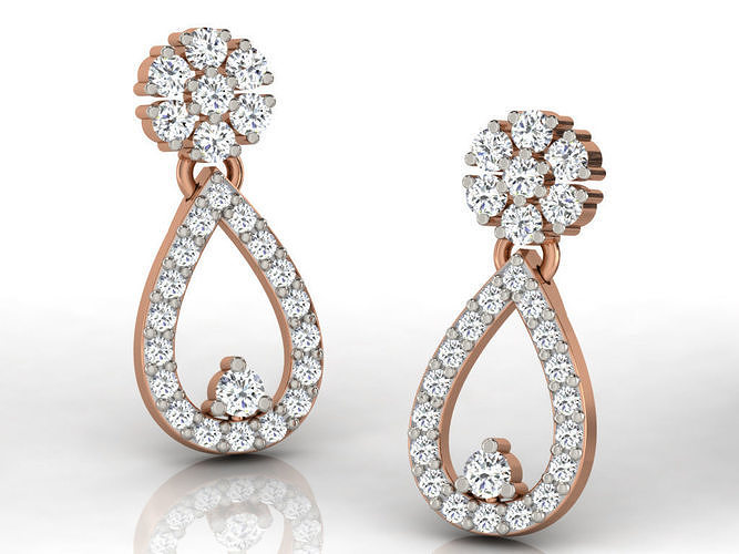 Women studs earrings 3dm render detail 3D model 3D printable | CGTrader