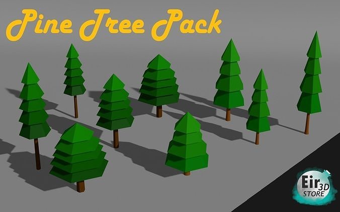 3D model Lowpoly Pine Tree Pack VR / AR / low-poly | CGTrader