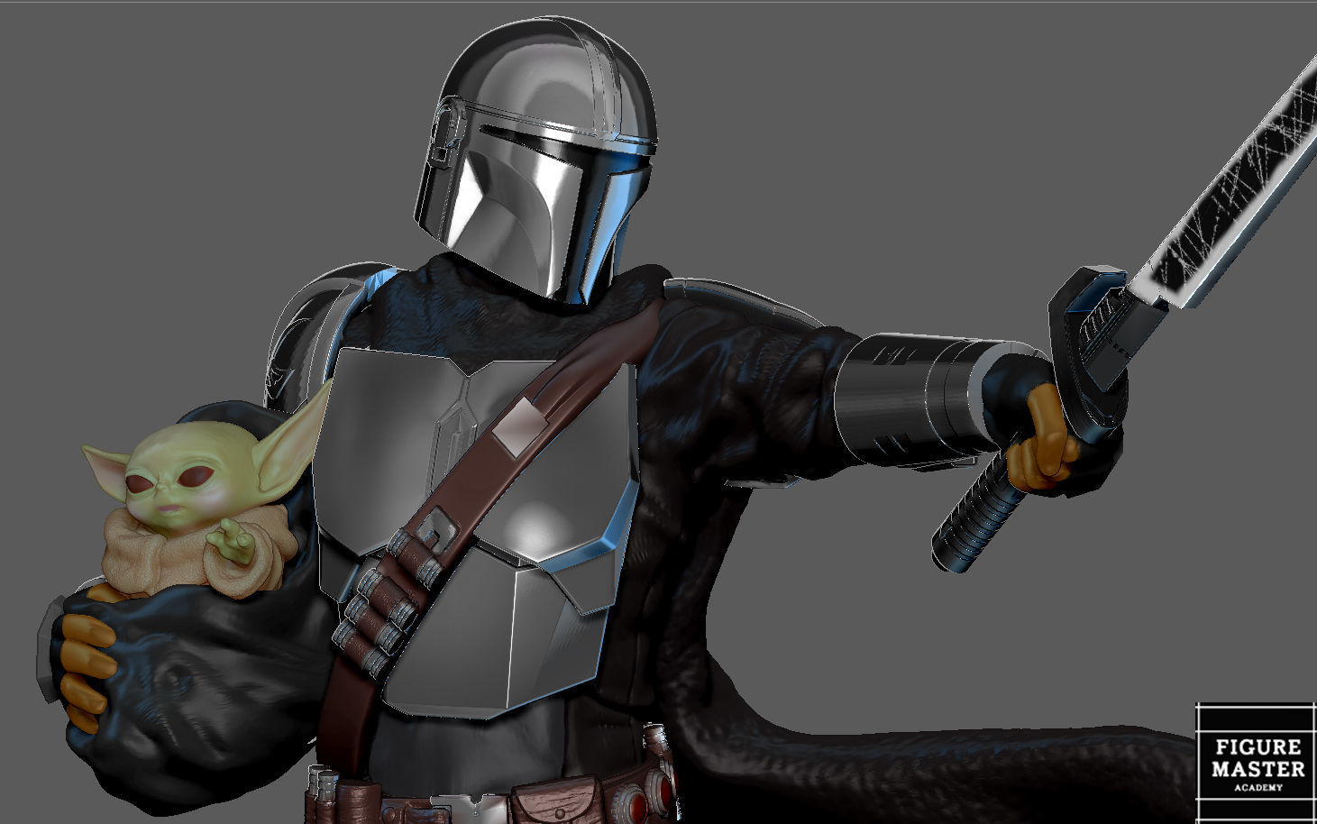 MANDALORIAN MANDO VER2 DISNEY DARKSABER STATUE 3D model 3D printable ...