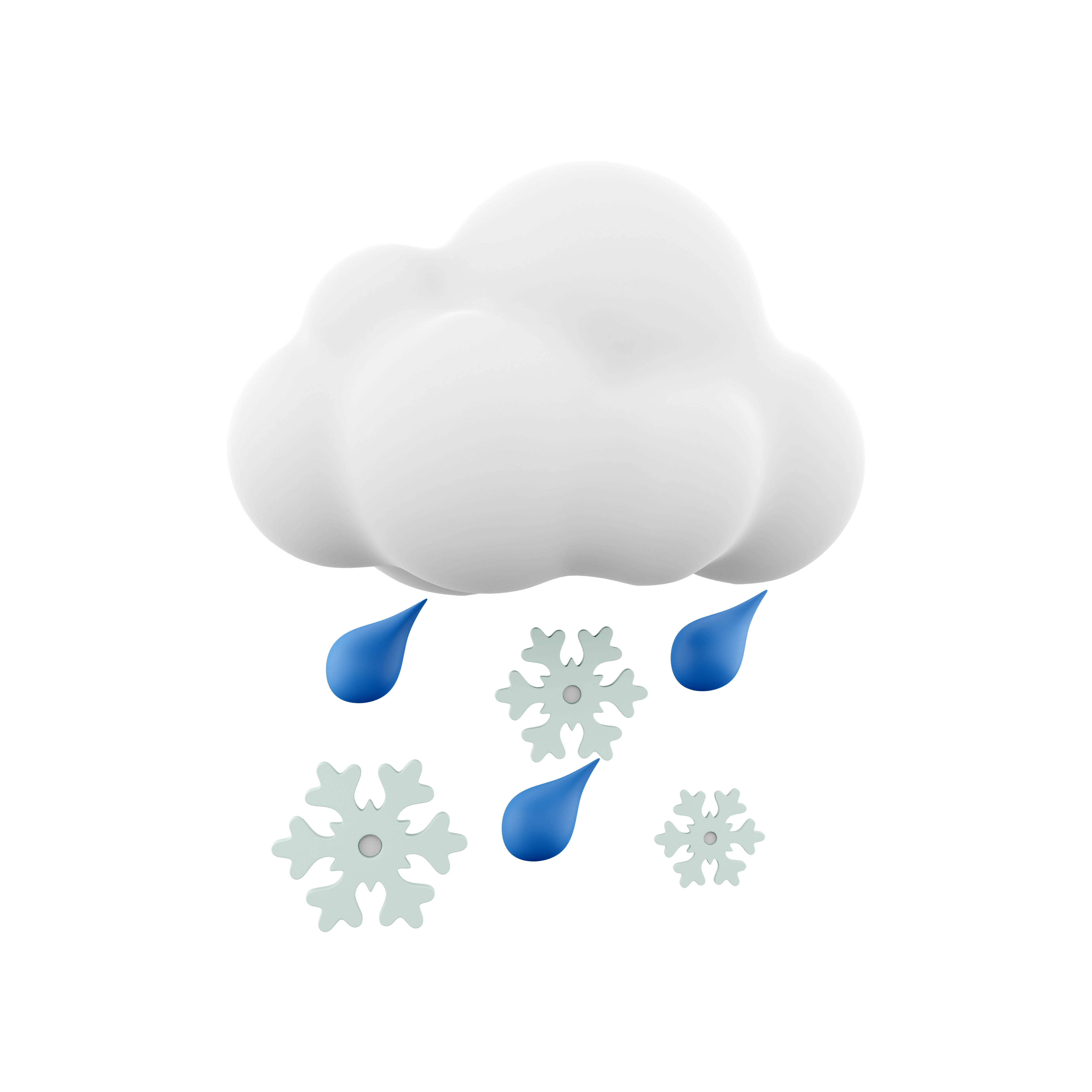 3d cloud and rain with snow cartoon icon 3D model | CGTrader