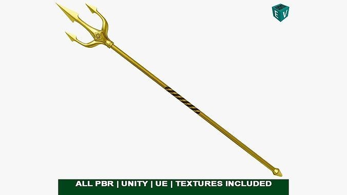 3D model Trident 03 Gold All PBR Unity UE Textures Included VR / AR ...