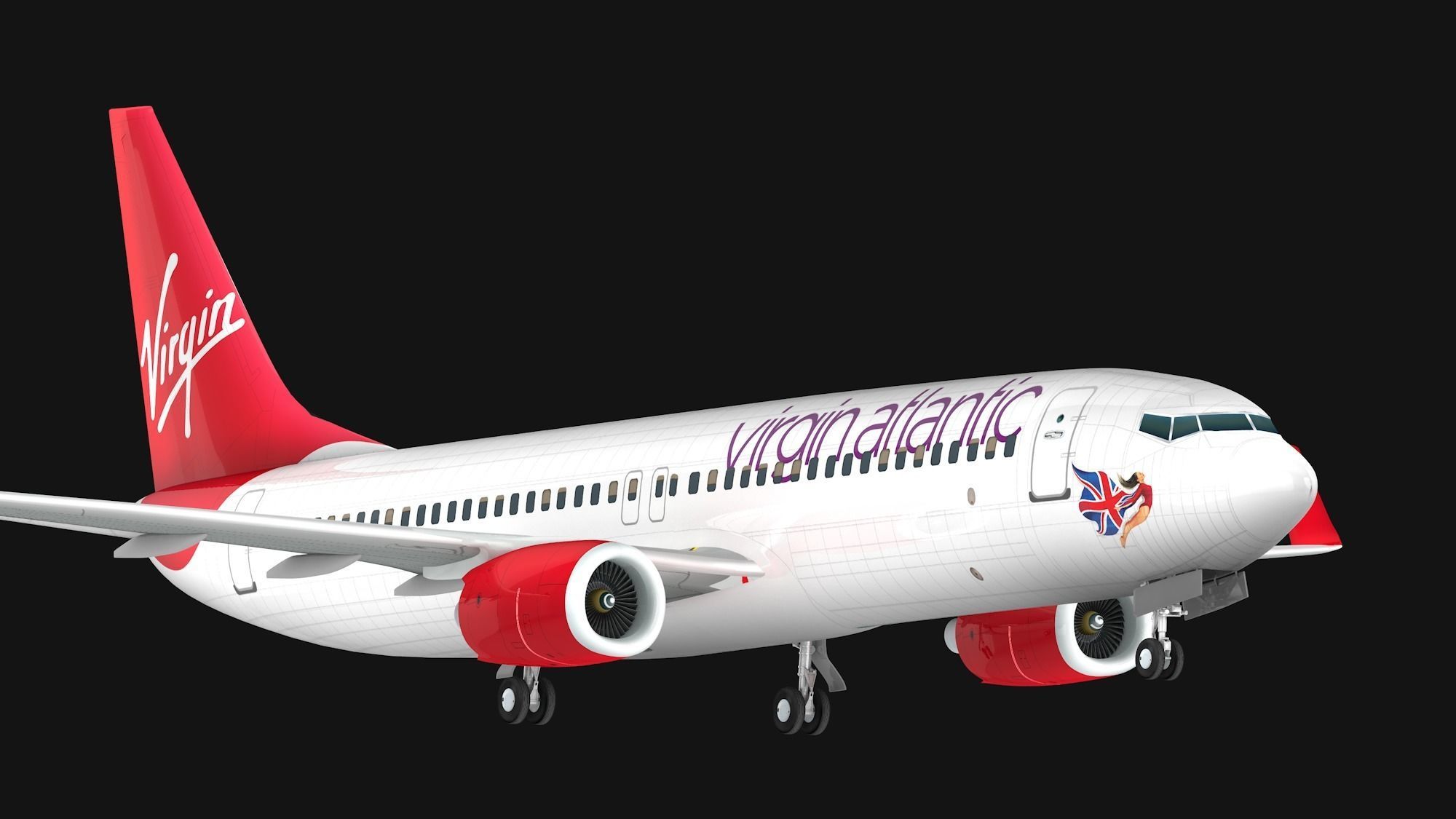 3D model Boeing 737-800 Virgin Atlantic VR / AR / low-poly | CGTrader