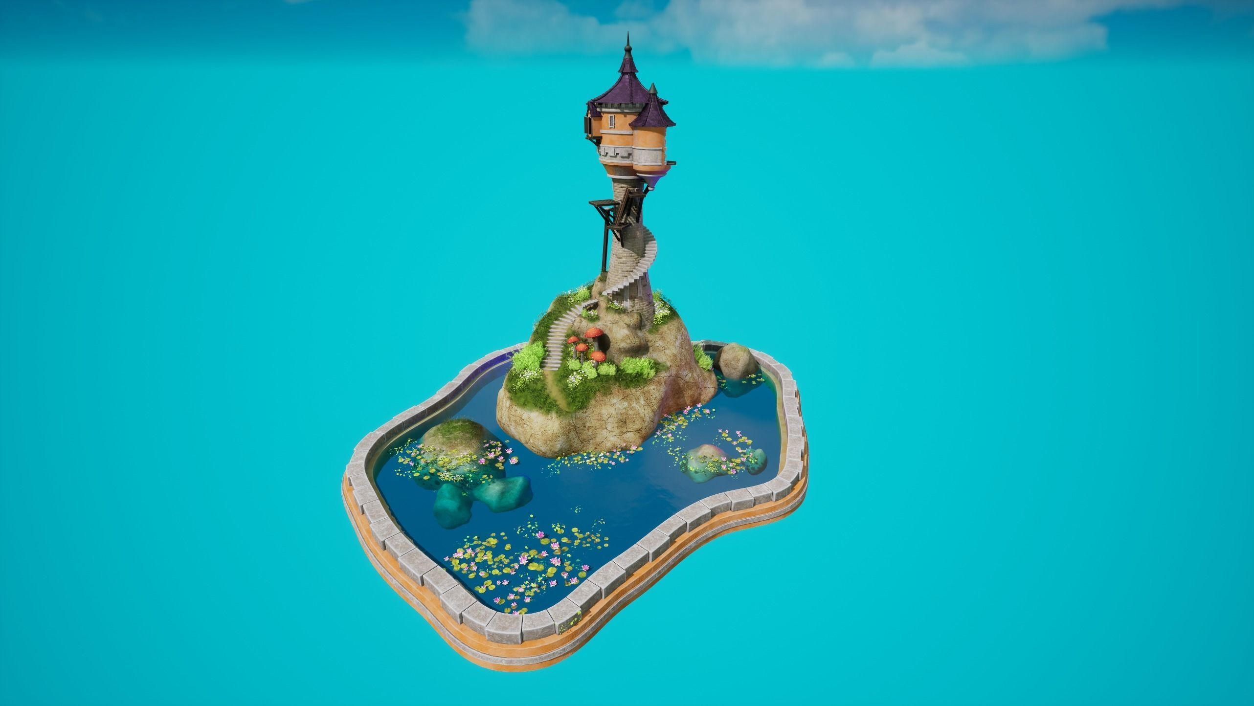 Blender 3 UE5 Witcher 3 Longlocks Tower Fan Art Environment 3D model ...