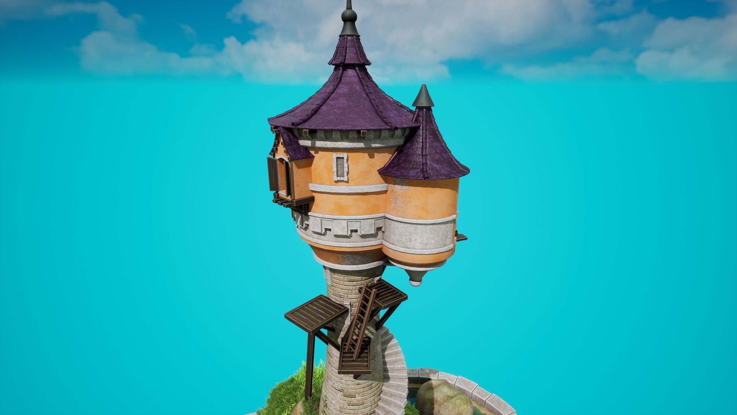 Blender 3 UE5 Witcher 3 Longlocks Tower Fan Art Environment 3D model ...