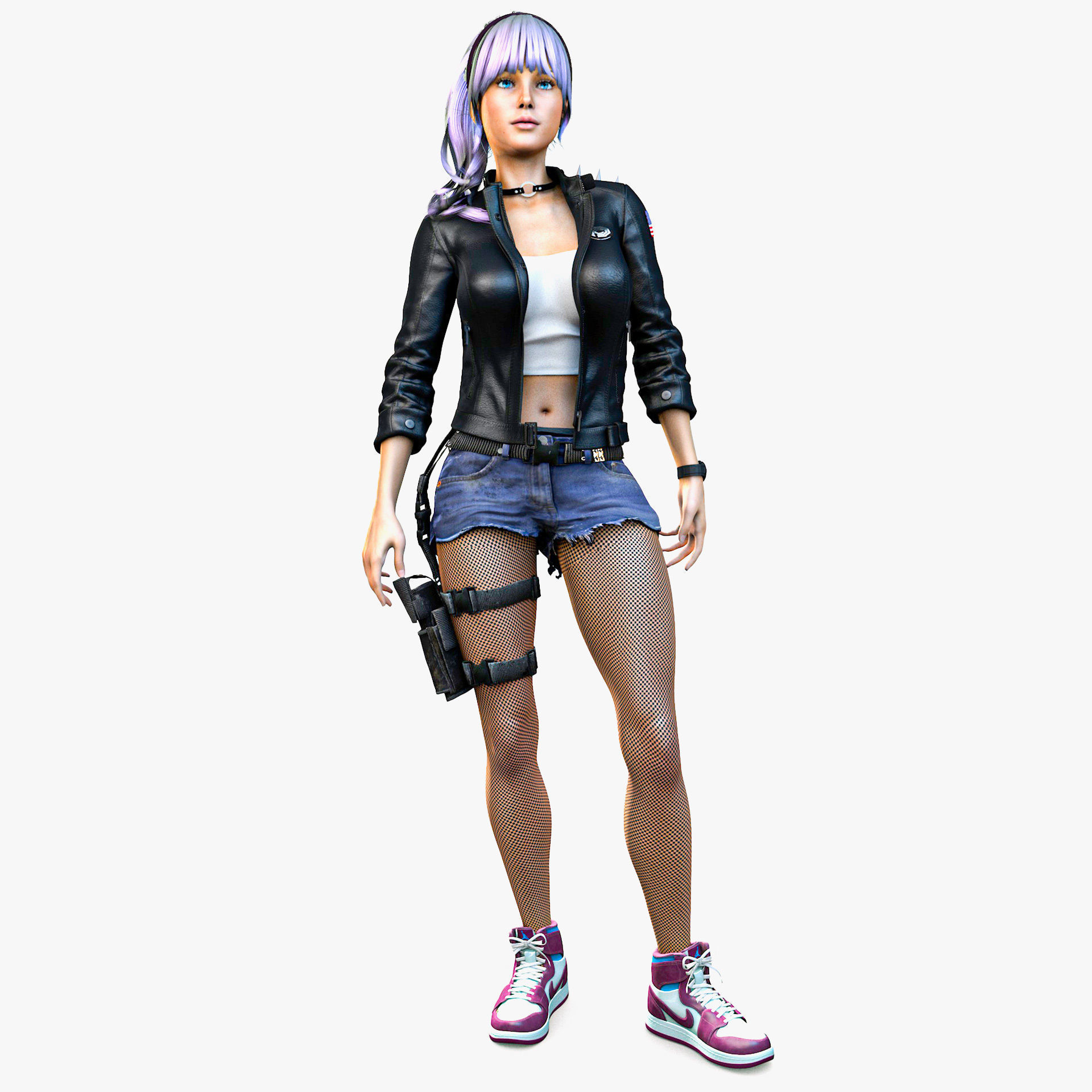 3D model Cyberpunk Girl Sci-fi Female Character Eve VR / AR / low-poly ...