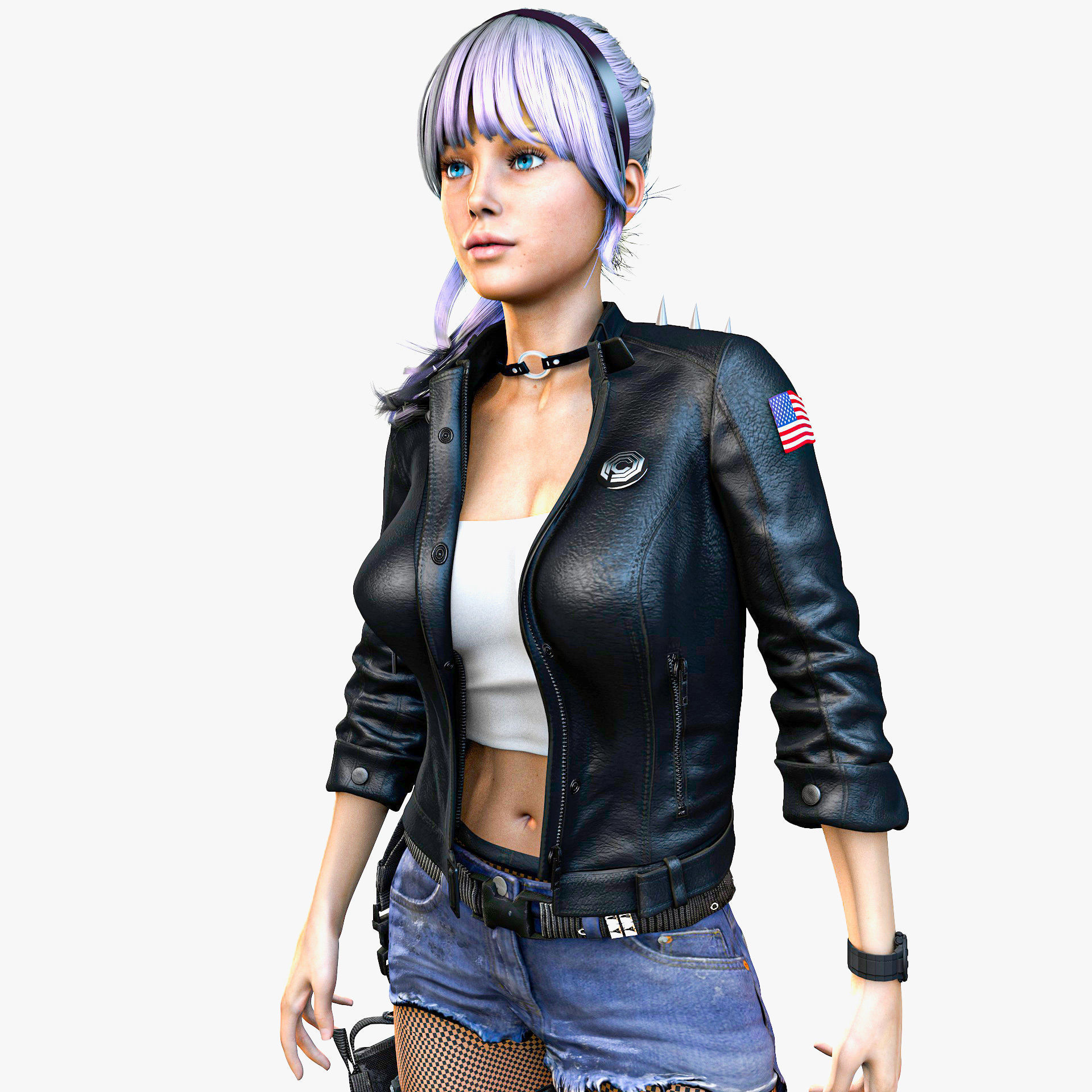 3D model Cyberpunk Girl Sci-fi Female Character Eve VR / AR / low-poly ...