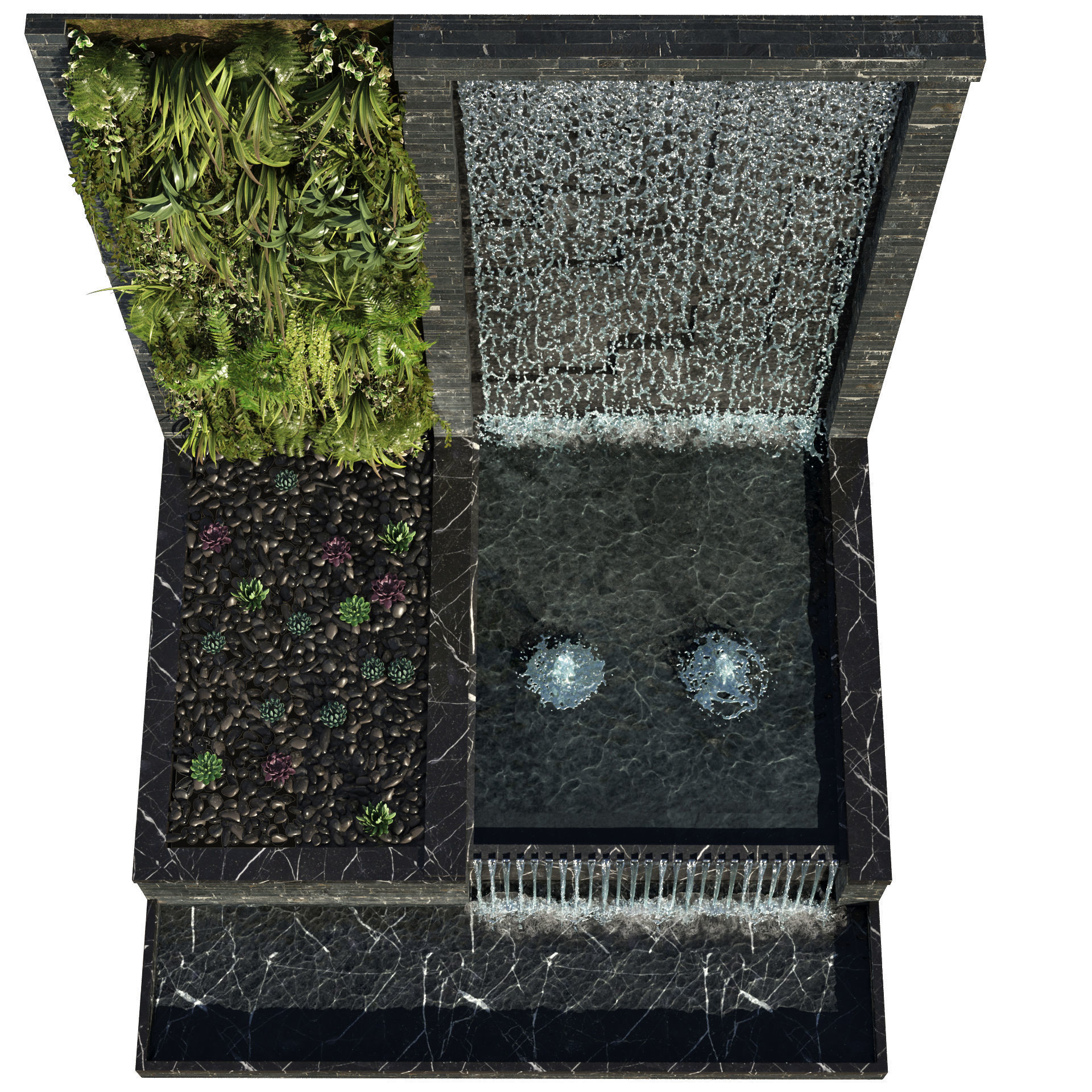 Wall with Plants and Waterfall 3D model | CGTrader