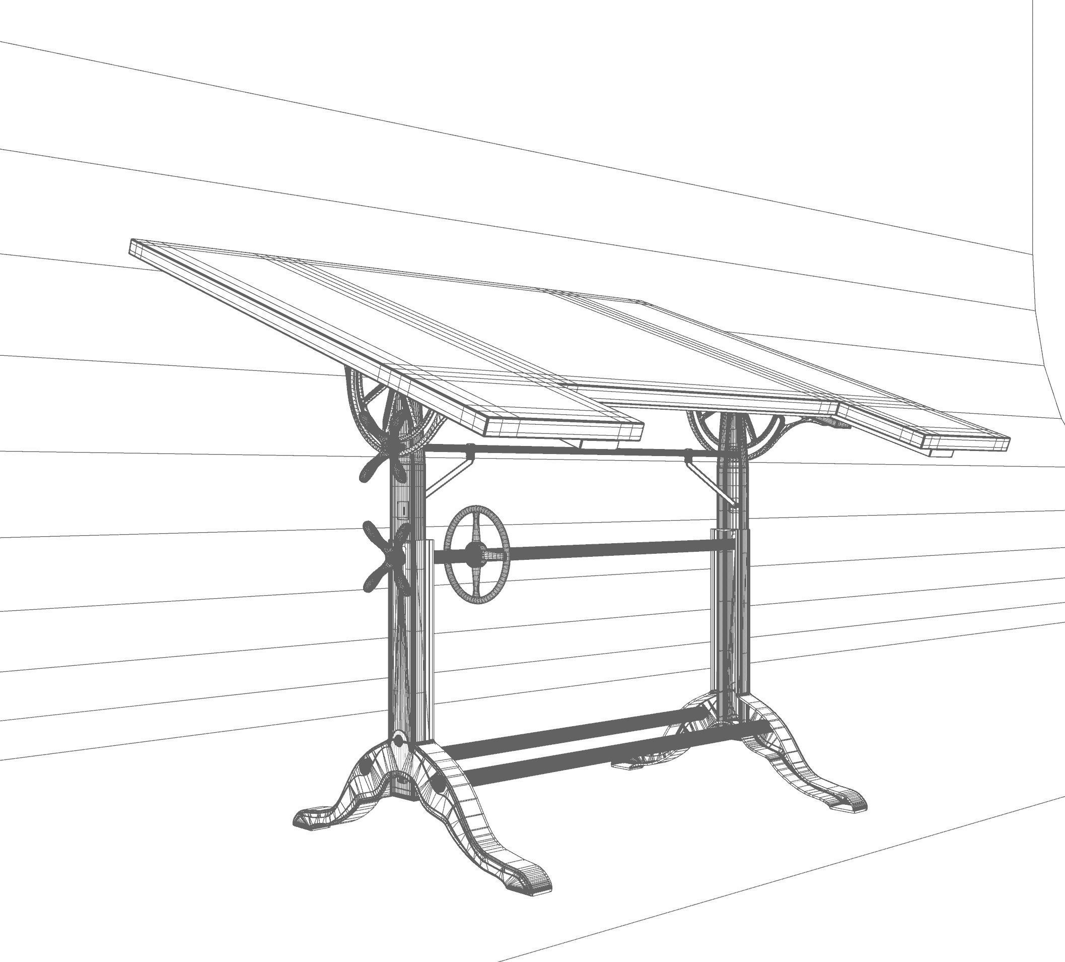 Vintage Drawing Table 3D model | CGTrader