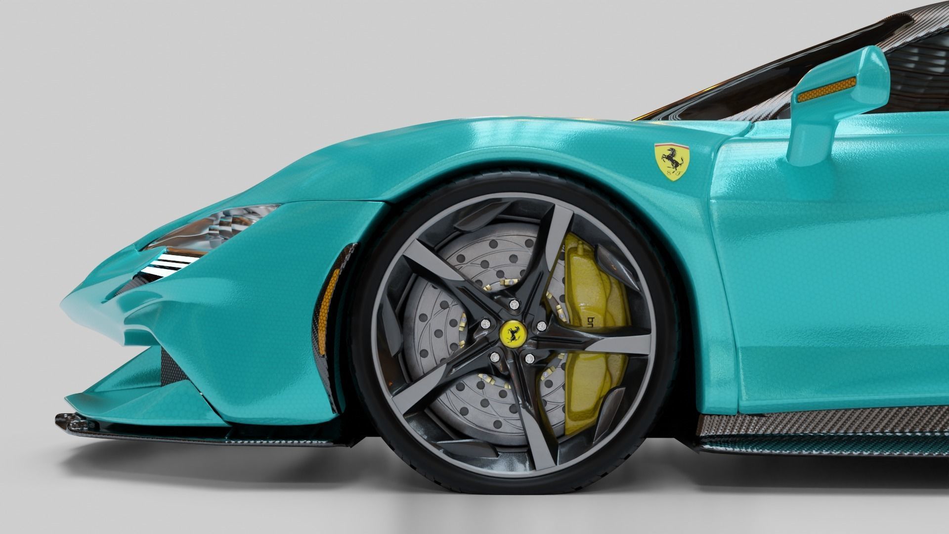 Ferrari sf90 Green Mint 3D model rigged | CGTrader