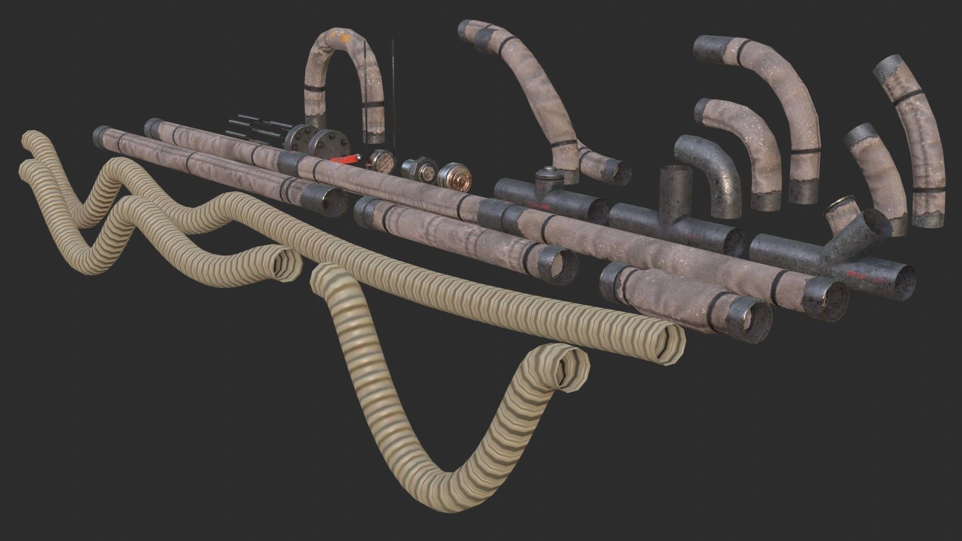 3D model Modular Pipes - Old Jute Insulated VR / AR / low-poly | CGTrader