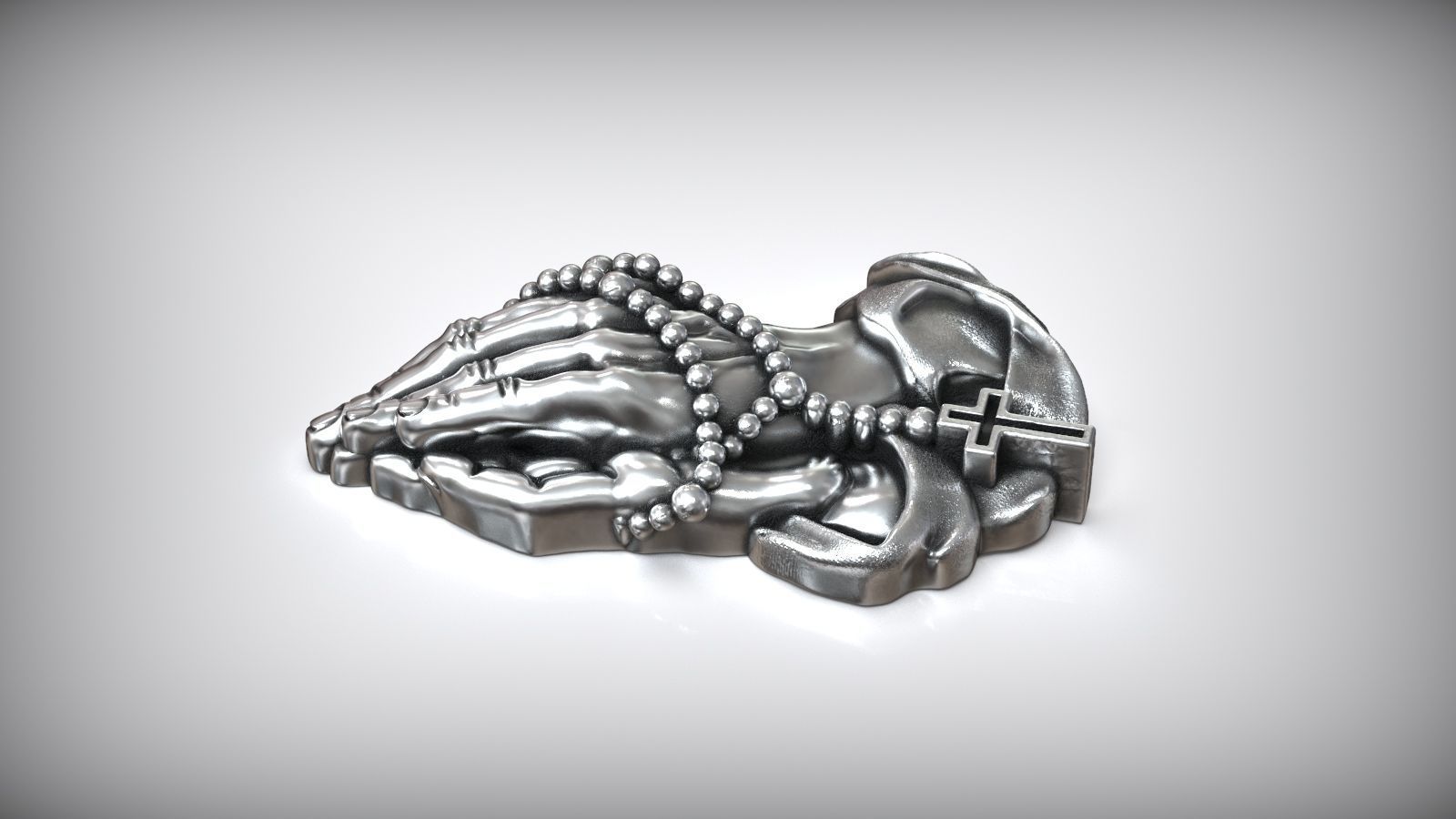 Pray Hand Holy Rosary Cross Christian Catholic Amulet 3D model 3D ...