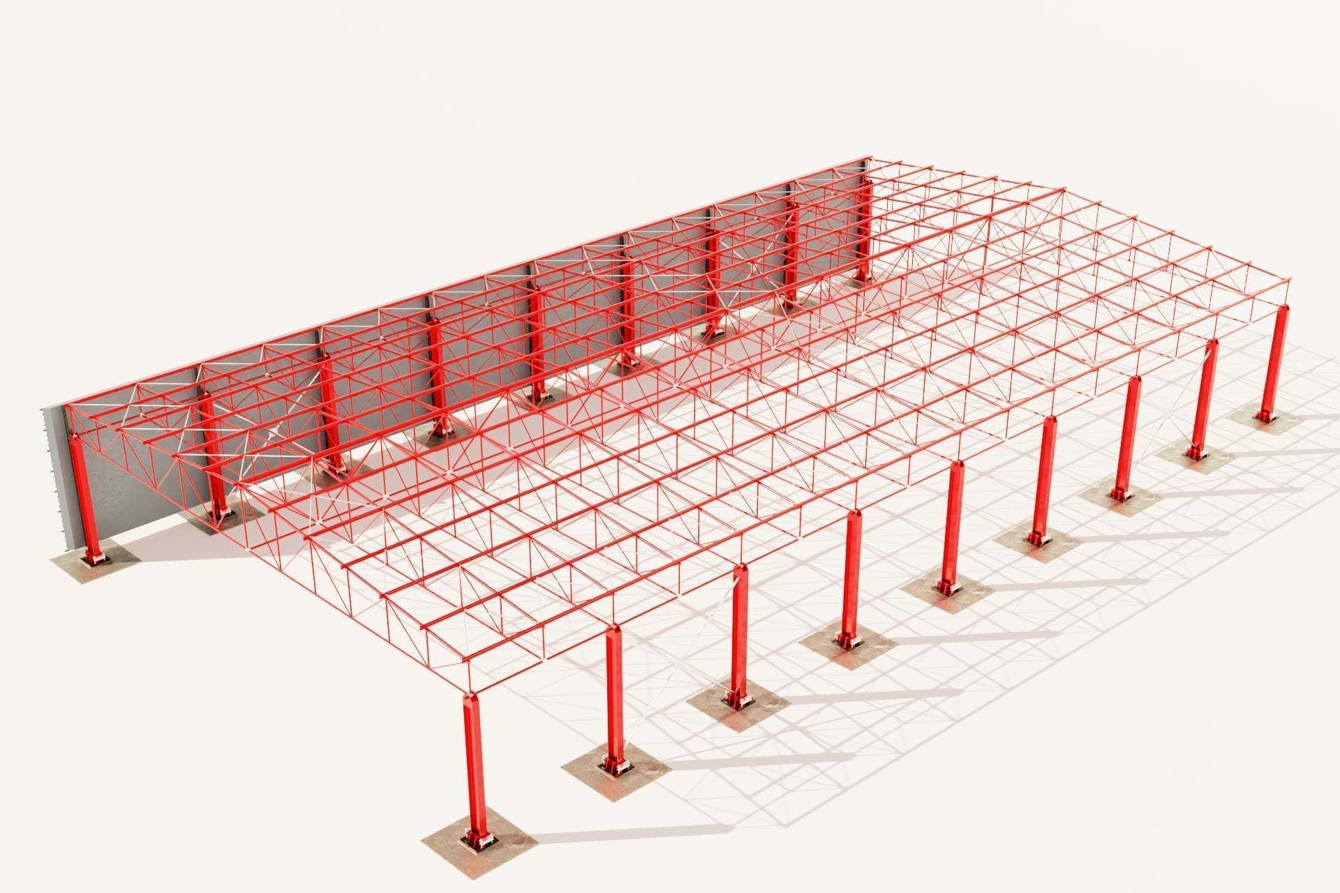 Industrial steel truss hall - calculated 3D model | CGTrader
