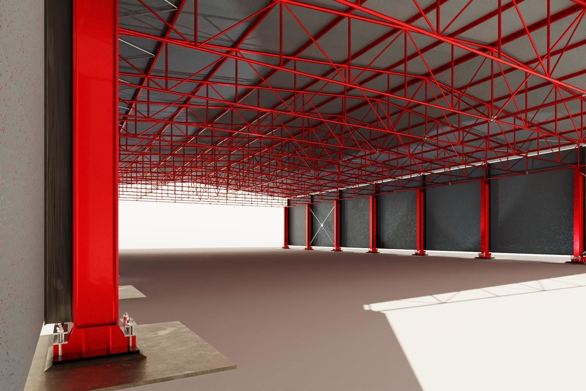 Industrial steel truss hall - calculated 3D model | CGTrader