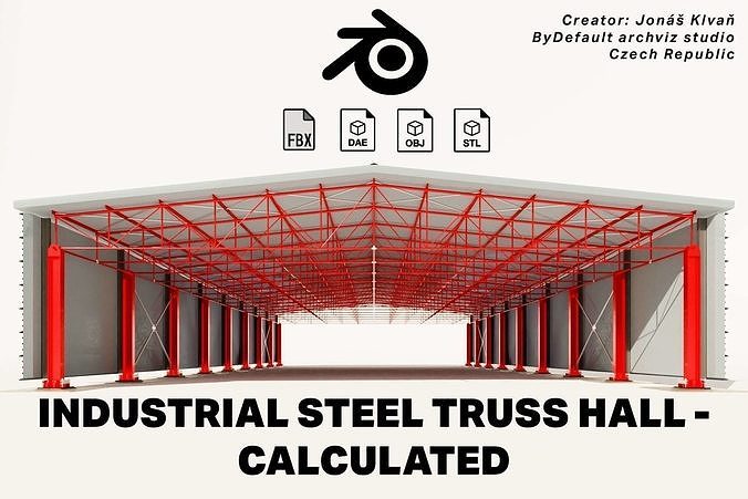 Industrial steel truss hall - calculated 3D model | CGTrader