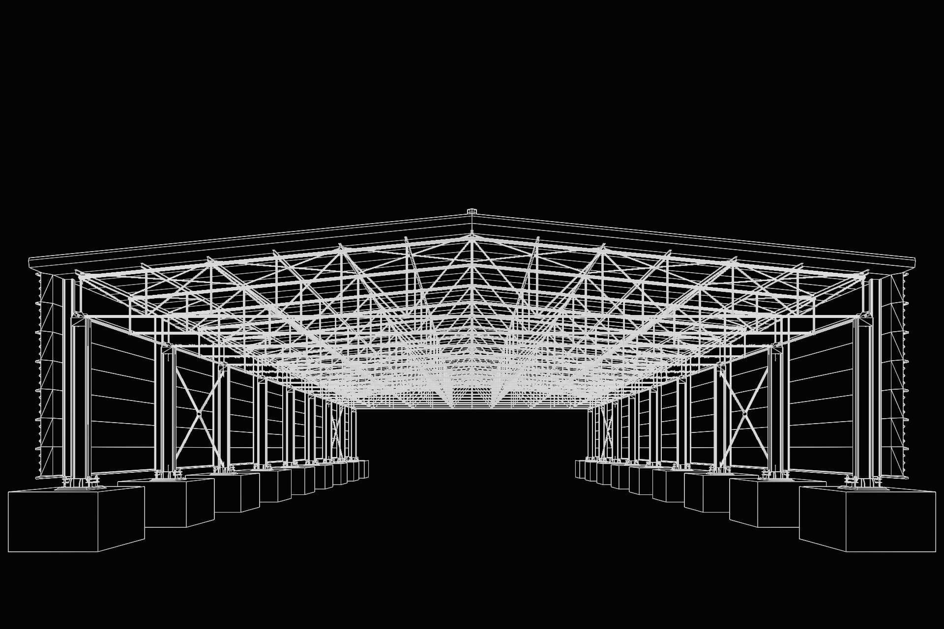 Industrial steel truss hall - calculated 3D model | CGTrader