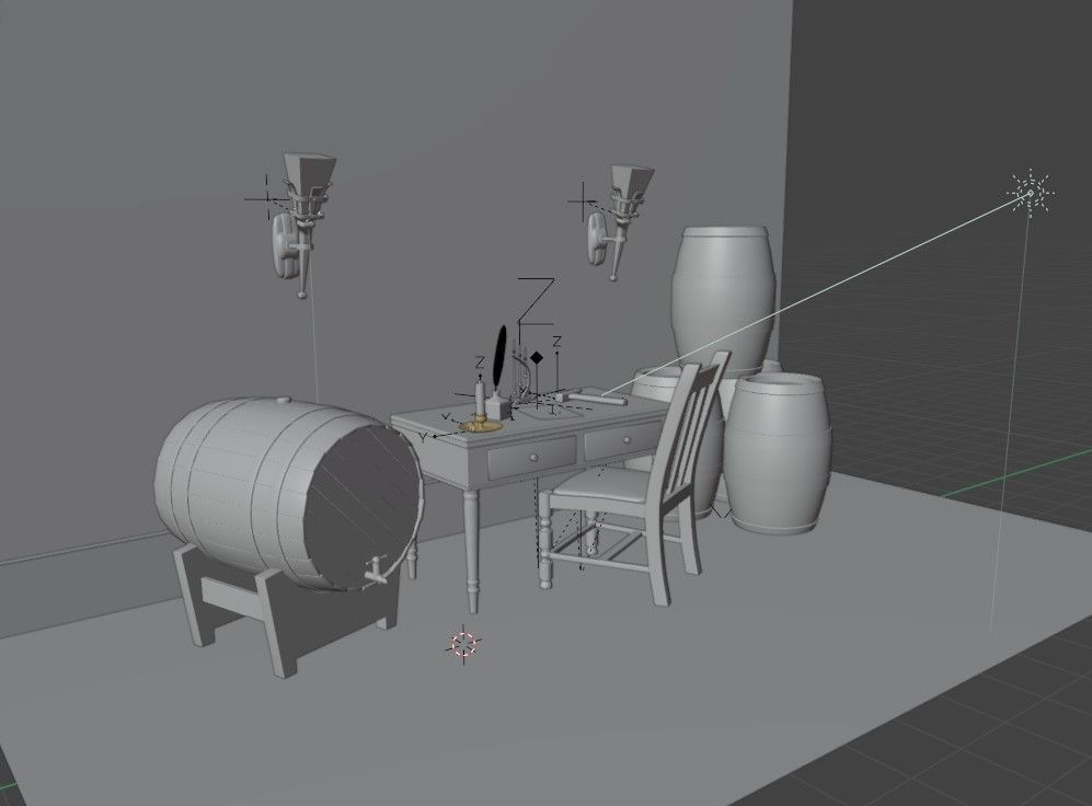 old medieval workbench in a cellar free VR / AR / low-poly 3D model ...
